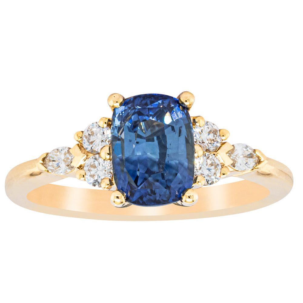 18ct Yellow Gold 2.01ct Sapphire & Diamond Oriana Ring - Walker & Hall