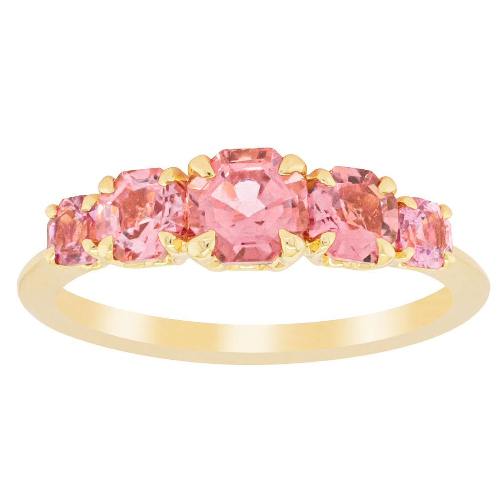 18ct Yellow Gold Five Stone Pink Tourmaline Octavia Ring – Walker & Hall