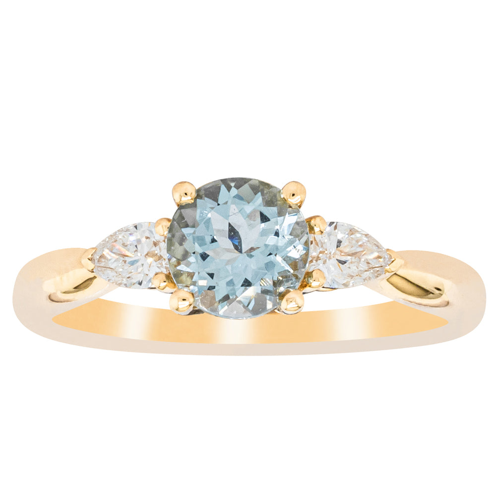 18ct Yellow Gold .75ct Aquamarine & Diamond Ayla Ring – Walker & Hall