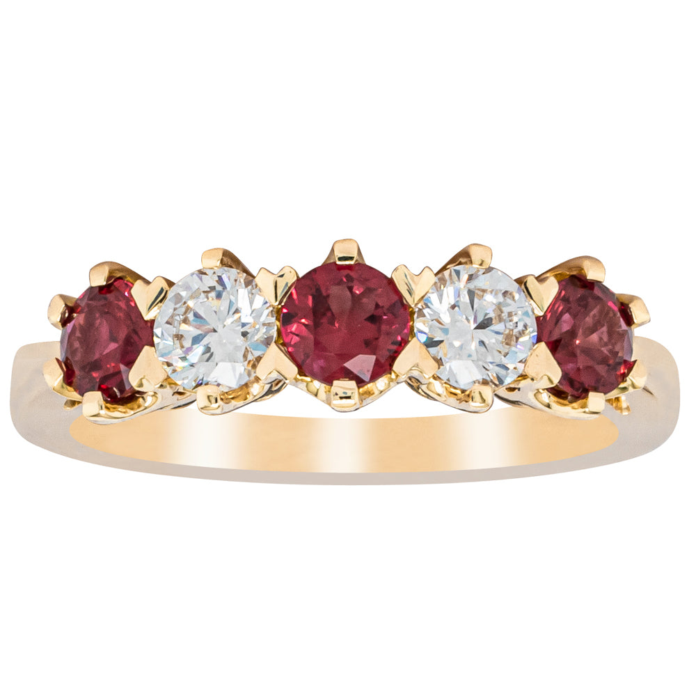 18ct Yellow Gold Ruby & Diamond Pentagon Ring - W&H – Walker & Hall