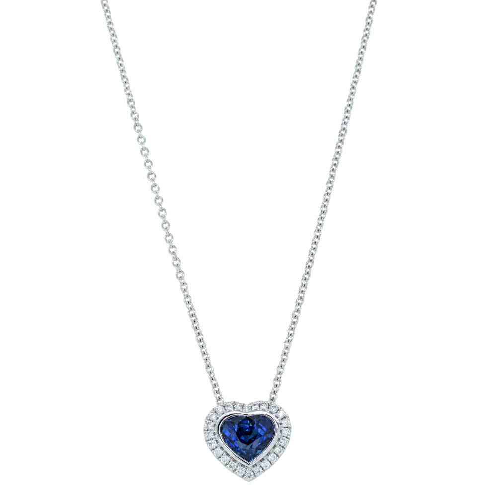 18ct White Gold Sapphire & Diamond Isla Pendant - W&H – Walker & Hall
