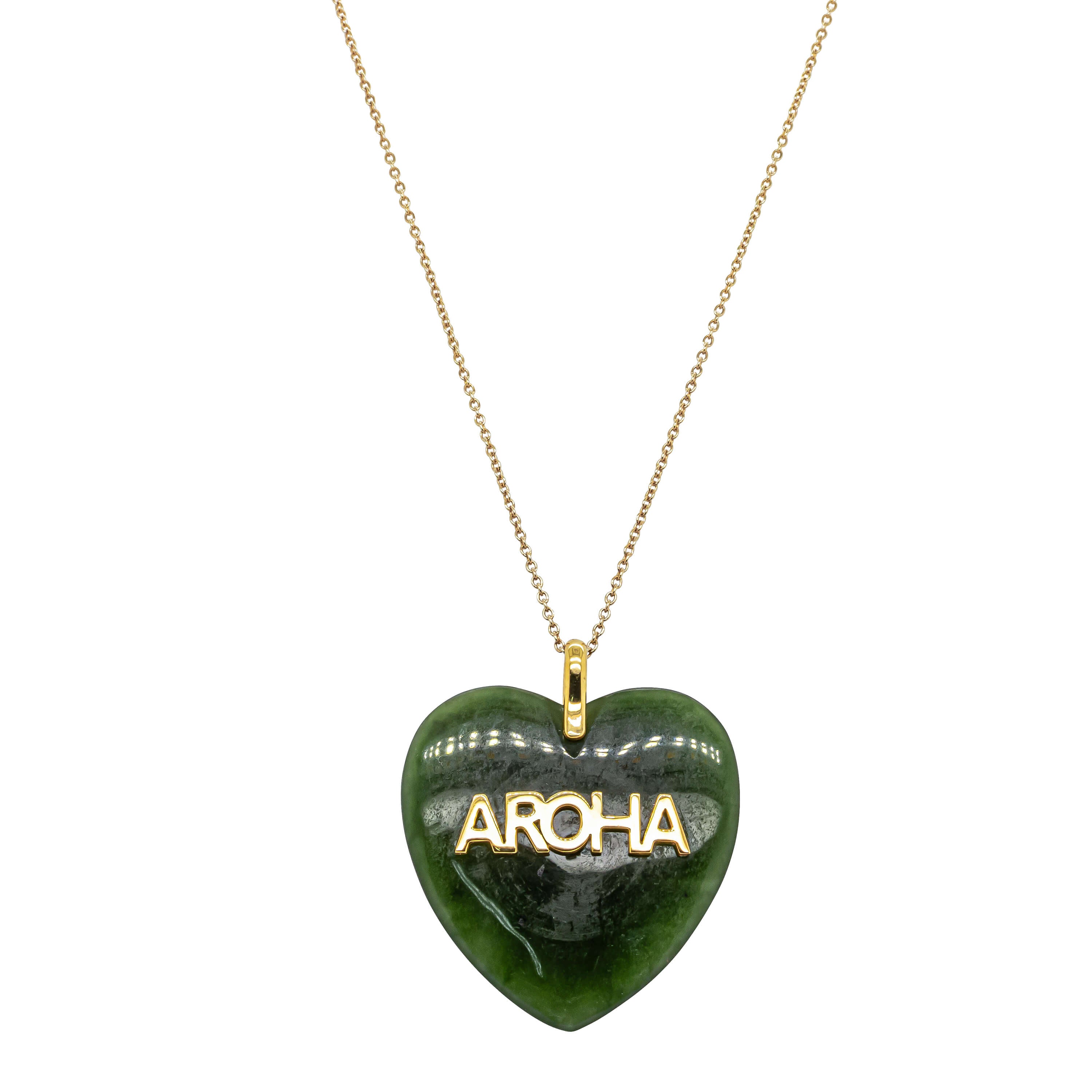 Deja Vu 9ct Yellow Gold Greenstone Aroha Heart Pendant – Walker & Hall