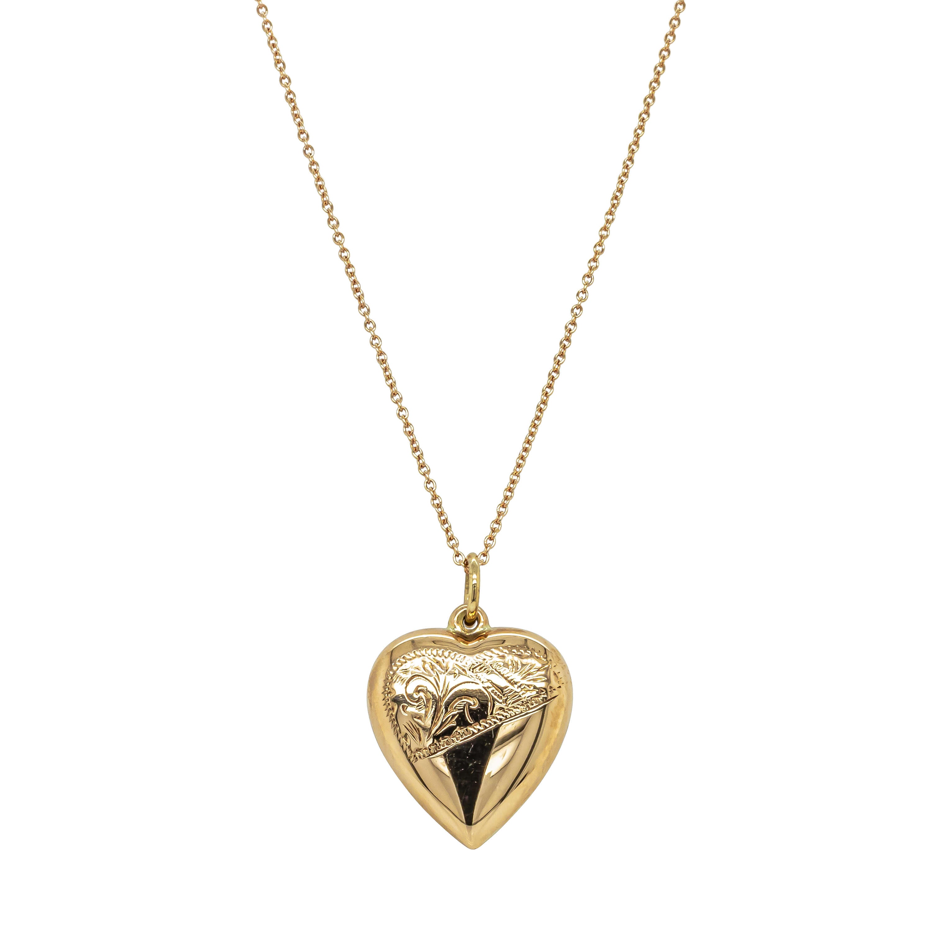 Deja Vu 9ct Rose Gold Engraved Heart Locket with Chain – Walker & Hall
