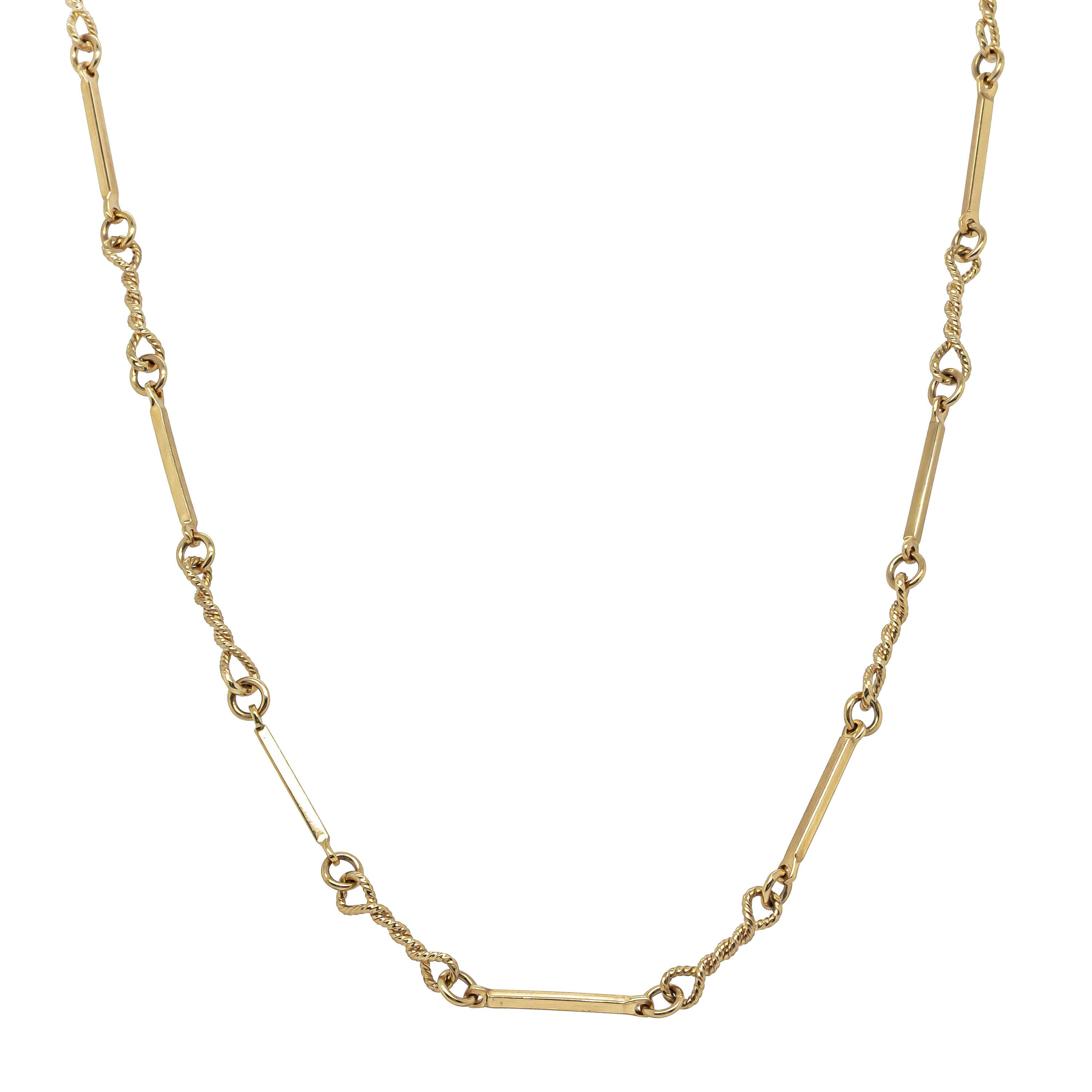 Deja Vu 9ct Yellow Gold Bar Twist Link Necklace 70cm – Walker & Hall
