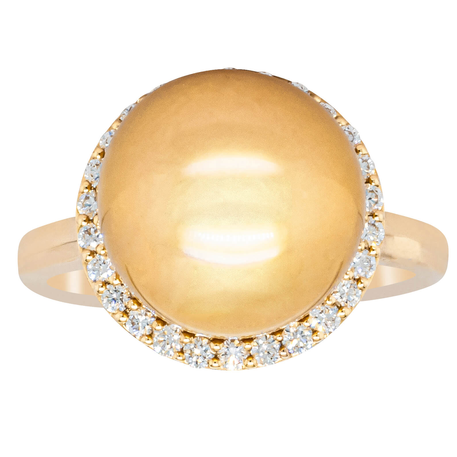 18ct Yellow Gold Golden South Sea Pearl & Diamond Callisto Ring ...