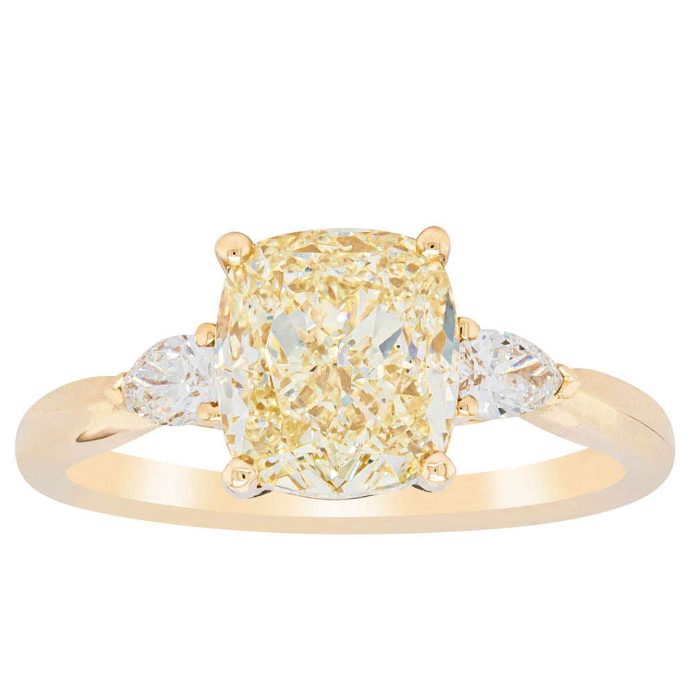 18ct Yellow Gold Cushion Cut Yellow Diamond Ayla Ring - Walker & Hall